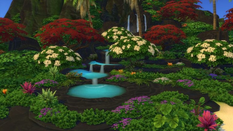 Island-Living-Volcanic-Waterfall - Sims Online